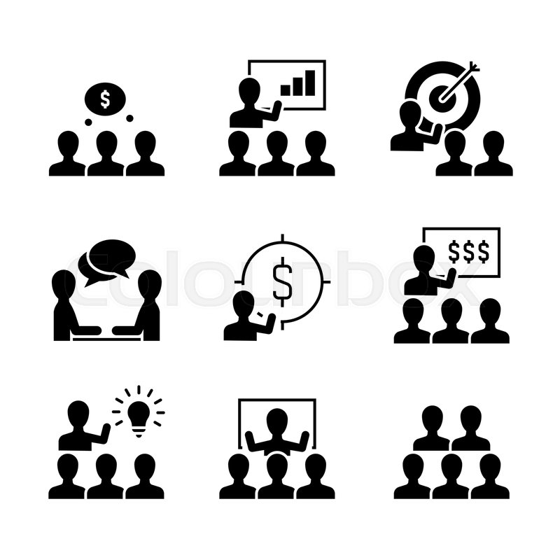 Business training black icons on white ... | Stock vector | Colourbox