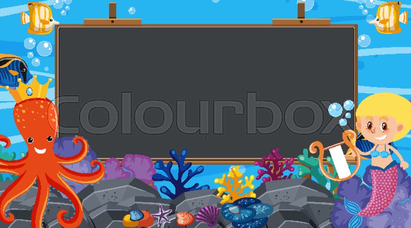 Border template with underwater scene ... | Stock vector | Colourbox