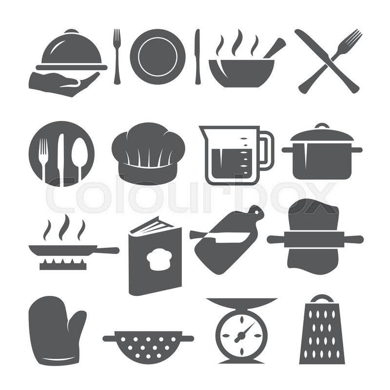 Cooking icons set on white background | Stock vector | Colourbox