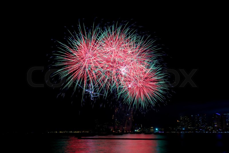 Fireworks on sea with the colorful at ... | Stock image | Colourbox