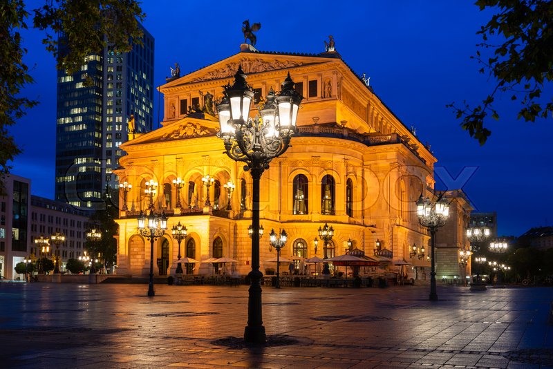 Illuminated old opera house in ... | Stock image | Colourbox