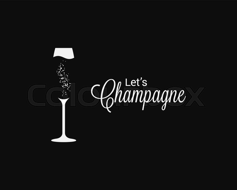 Champagne glass logo on holiday black ... | Stock vector | Colourbox