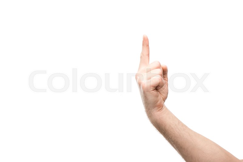 Cropped view of man showing one finger ... | Stock image | Colourbox