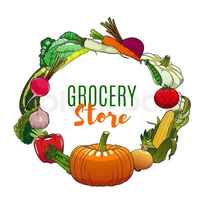 Vegetables, grocery store and farm ... | Stock vector | Colourbox