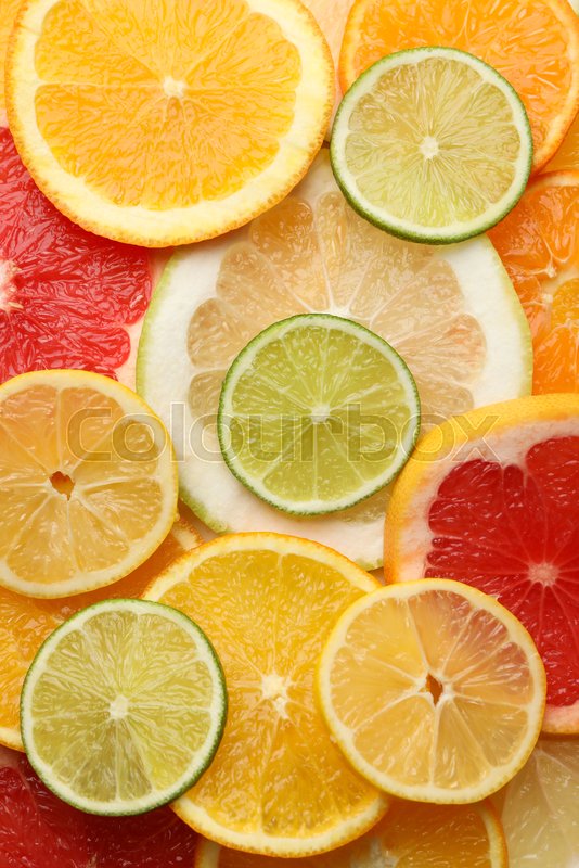 Fresh citrus fruits slices texture ... | Stock image | Colourbox
