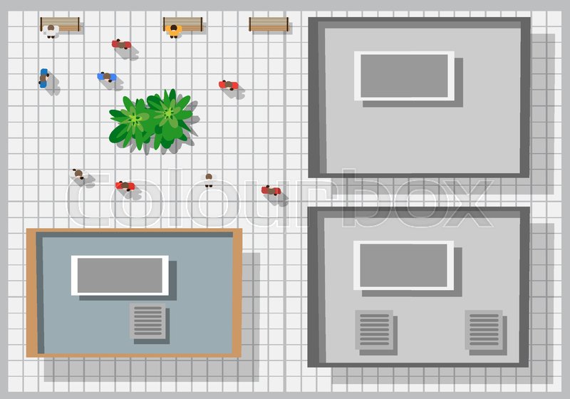 Top view of houses and streets with ... | Stock vector | Colourbox