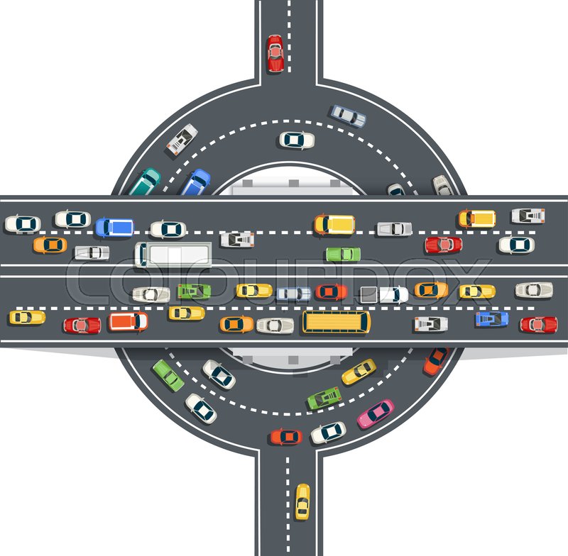 Road top view with highways many ... | Stock vector | Colourbox