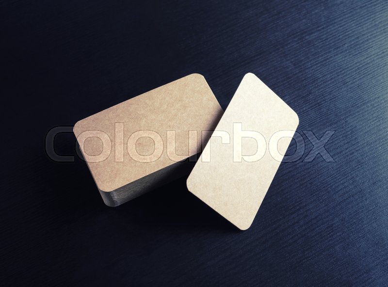 Blank brown paper business cards on ... | Stock image | Colourbox