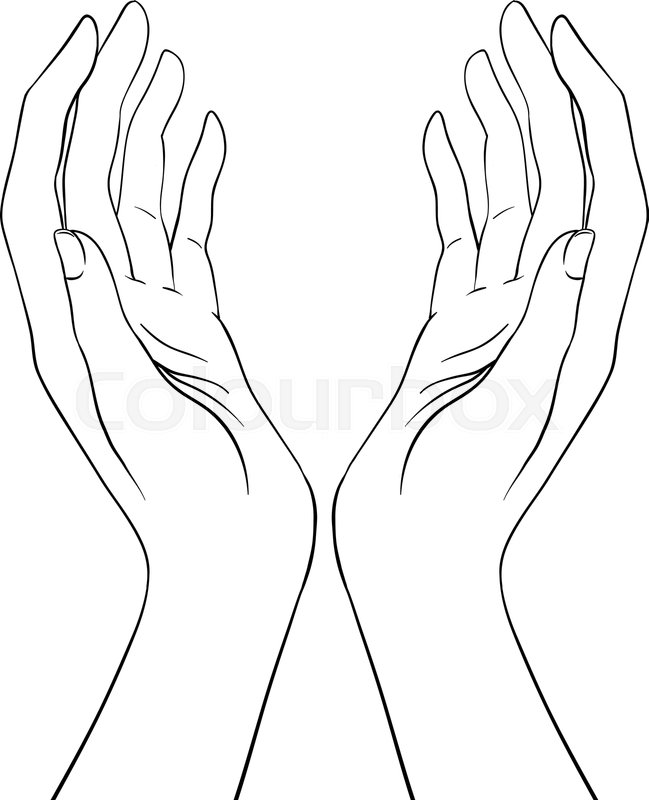 Open hands. Hand drawn illustration. ... | Stock vector | Colourbox
