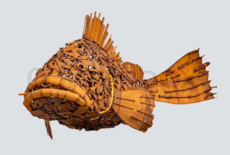 Rusty fish sculpture isolated in light ... | Stock image | Colourbox