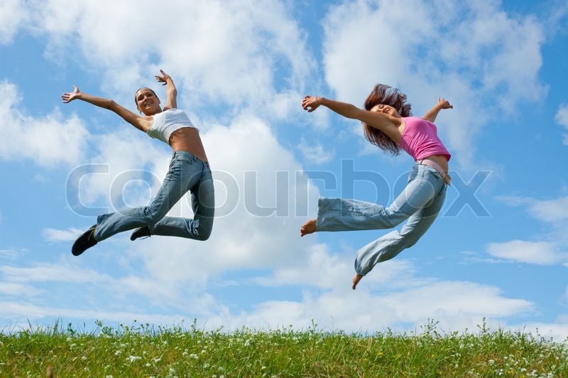 Jumping girls | Stock image | Colourbox