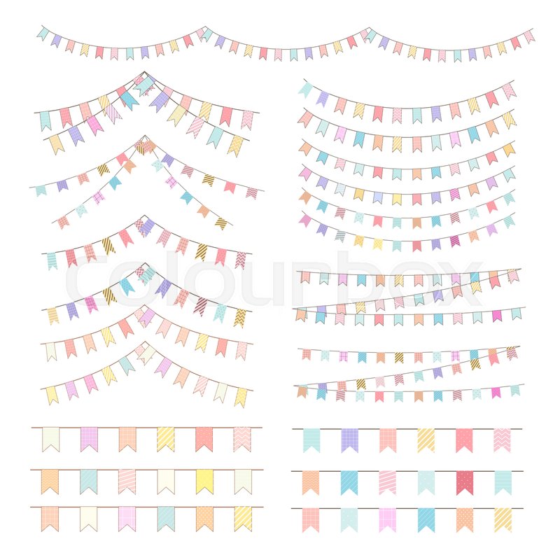 Party flags set isolated on white ... | Stock vector | Colourbox