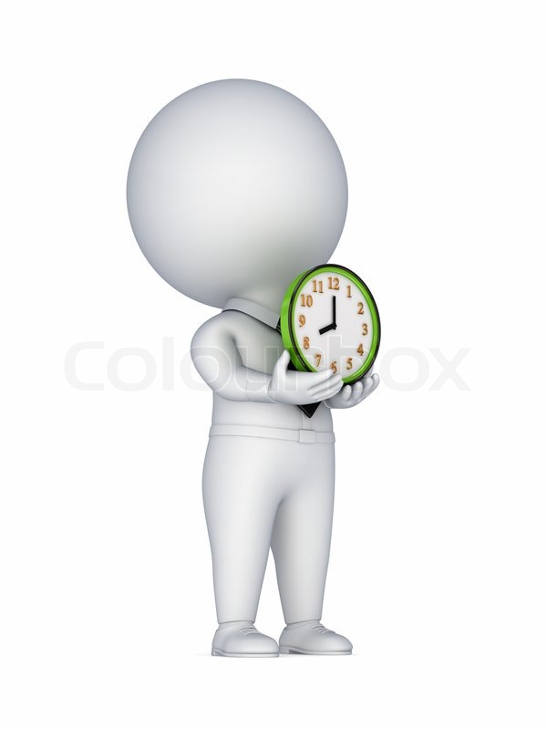 3d small person with a colorful clock ... | Stock image | Colourbox
