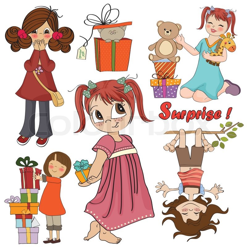 Cute girls collection isolated on ... | Stock vector | Colourbox