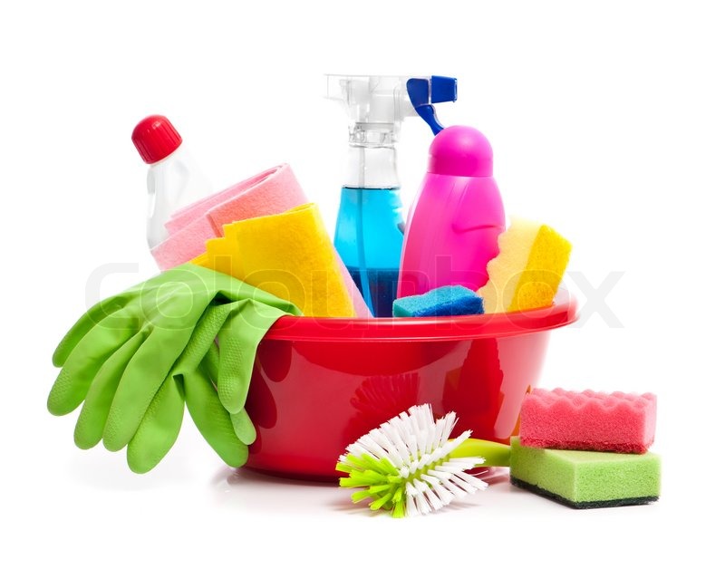 Box of cleaning supplies | Stock image | Colourbox