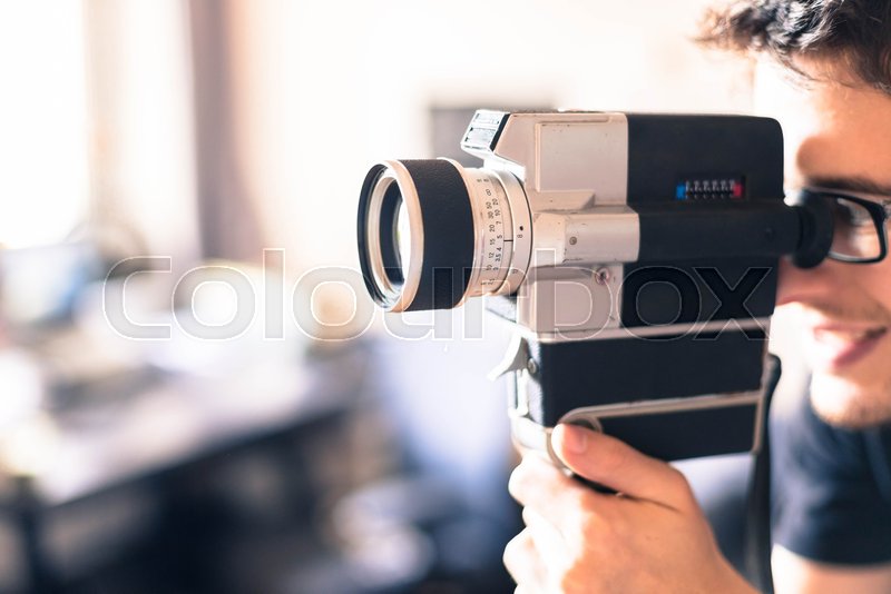 Filmmaker is doing a movie, vintage old ... | Stock image | Colourbox