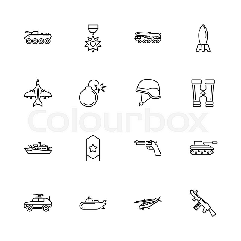 Military, War, Army Battle outline ... | Stock vector | Colourbox