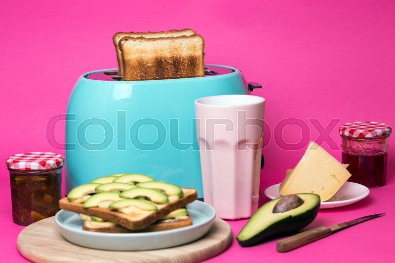 Bright, fun breakfast. cyan color ... | Stock image | Colourbox