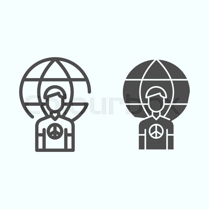 Planet and person line and solid icon. ... | Stock vector | Colourbox