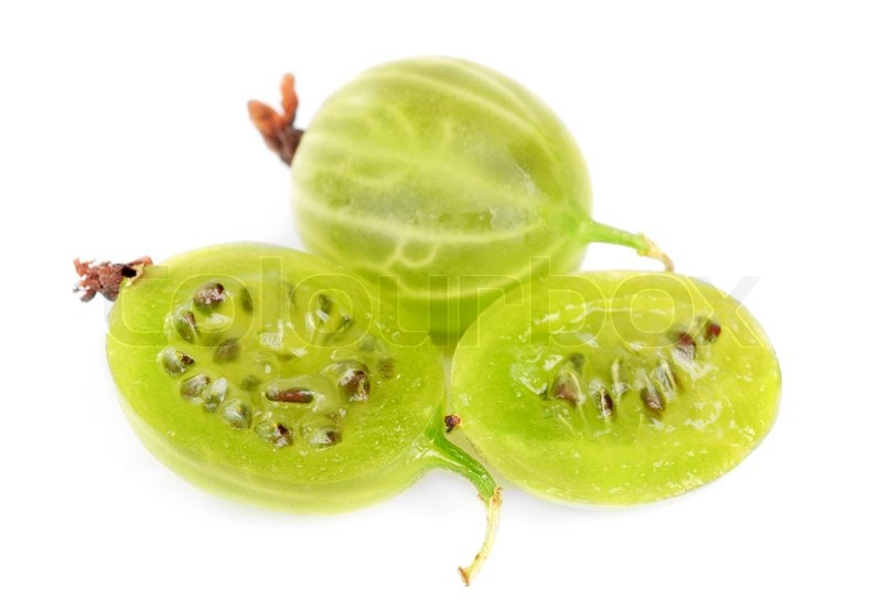 Whole and sliced green gooseberry fruit ... | Stock image | Colourbox