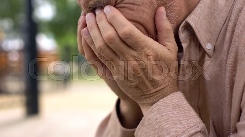 Aged retired man crying close-up, ... | Stock image | Colourbox
