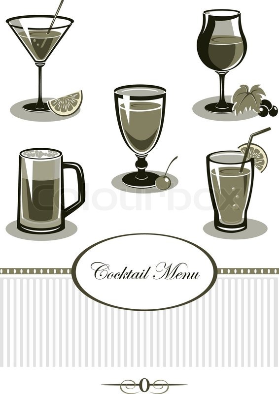 Cocktail Menü Und Getränke Icon Set Stock Vektor Colourbox