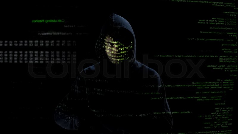 Incognito man looking at codes and ... | Stock image | Colourbox