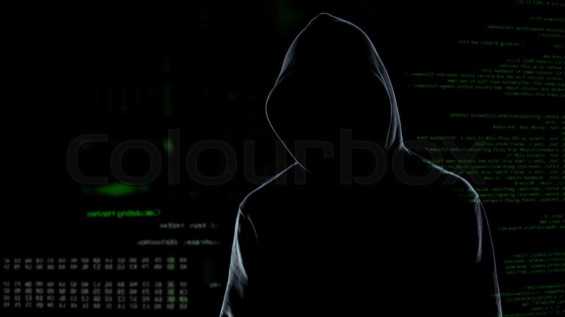Faceless Male Hacker In Hoodie Standing Stock Image Colourbox