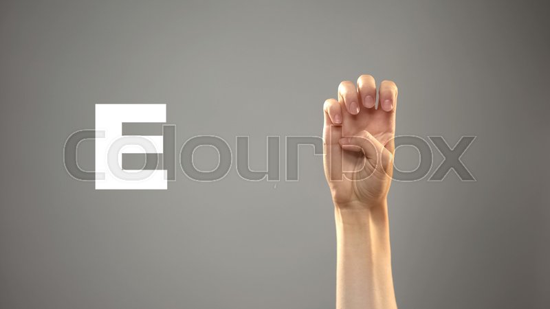 Letter E in sign language, hand on ... | Stock image | Colourbox