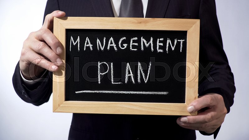 Management plan written on blackboard, ... | Stock image | Colourbox