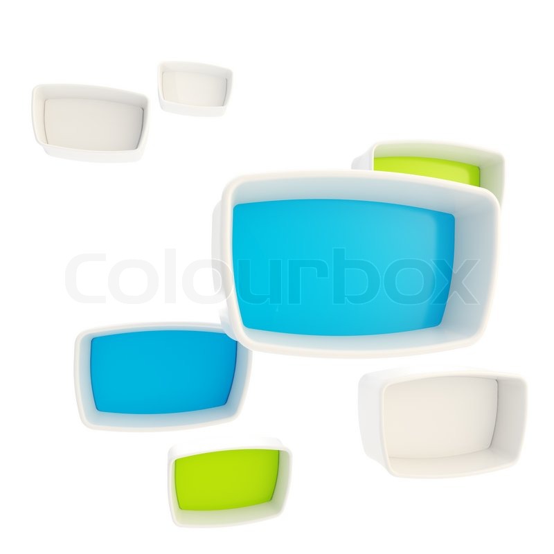 Green and blue showcase plastic boxes | Stock Photo | Colourbox