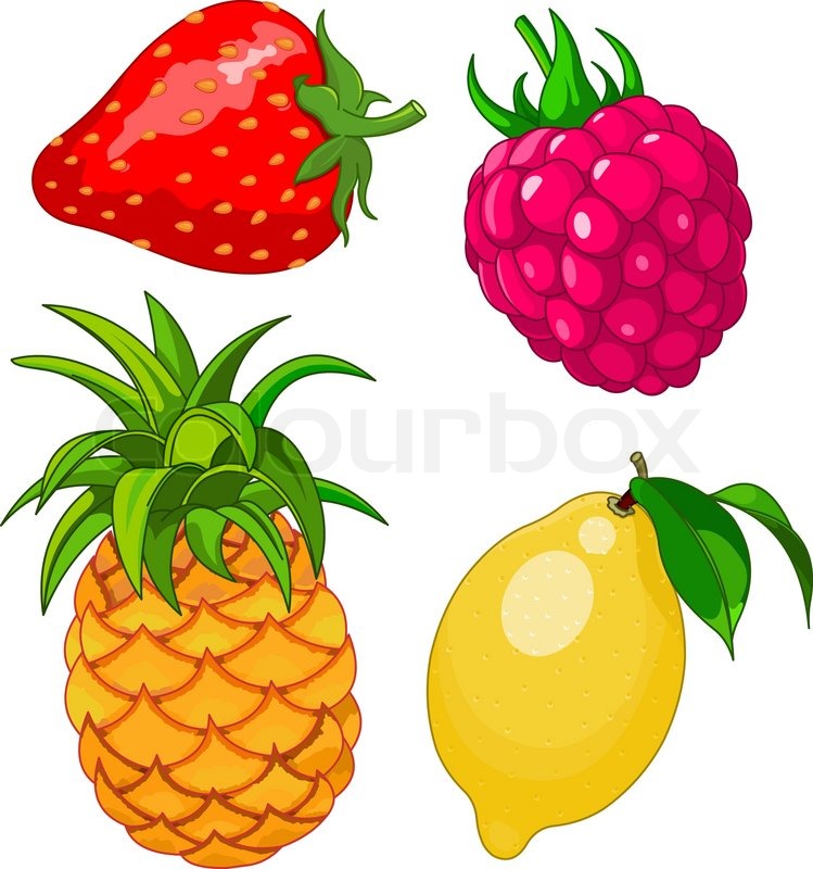 Cartoon fruit set | Stock vector | Colourbox