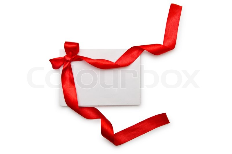 Envelope with colourful ribbon on white | Stock image | Colourbox