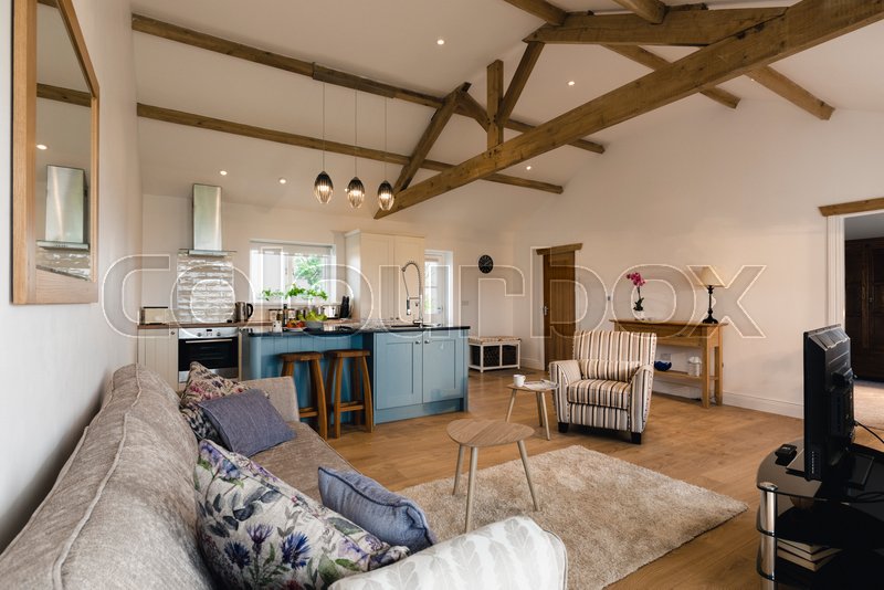 A wide-view shot of a modern living ... | Stock image | Colourbox