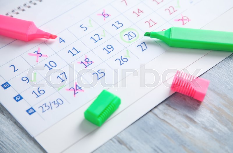 Calendar with a markers. Reminder. Date | Stock image | Colourbox