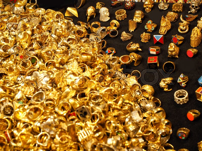 Gold heap, A pile of gold rings, ... | Stock image | Colourbox