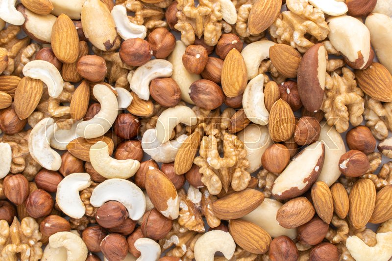 Scattered nuts on the table. Nuts ... | Stock image | Colourbox