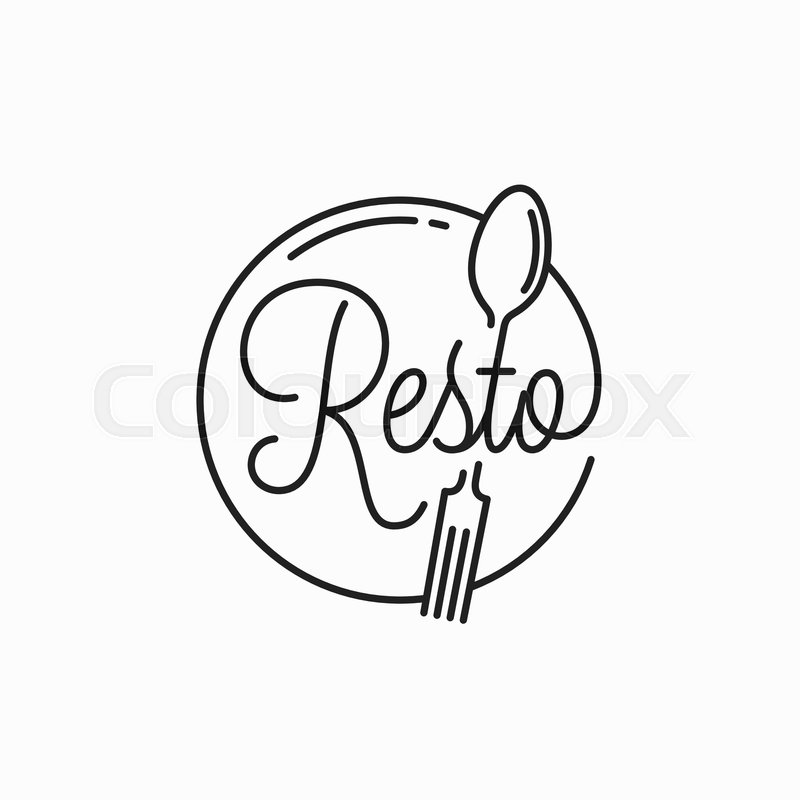 Resto simple logo. Round linear logo ... | Stock vector | Colourbox