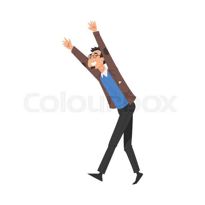 Successful Young Man Raising His Arms ... | Stock vector | Colourbox