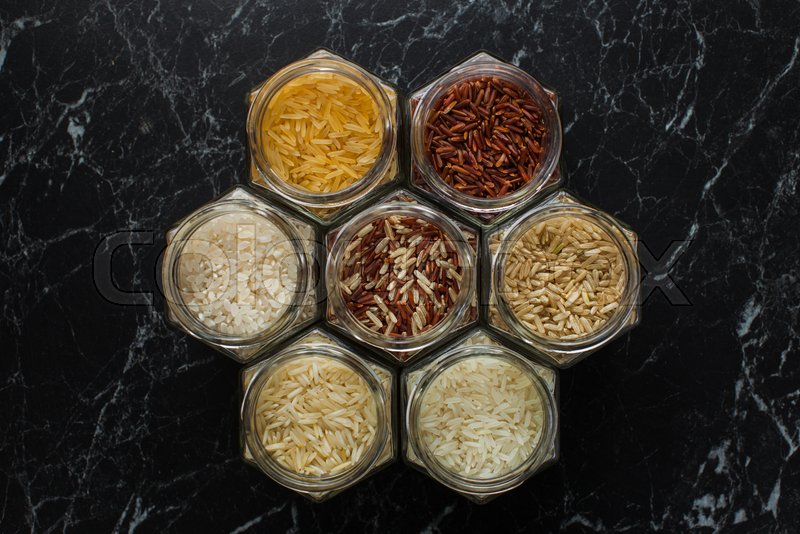 Collection of gourmet rice in glass ... | Stock image | Colourbox