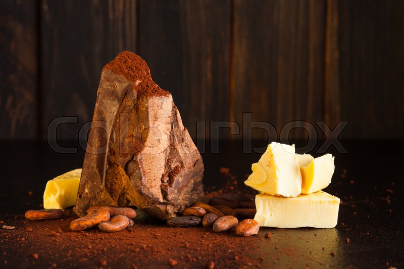 Big cocoa block and cocoa butter. ... | Stock image | Colourbox