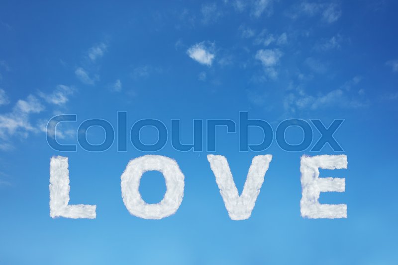 Love sign made of clouds letters over ... | Stock image | Colourbox