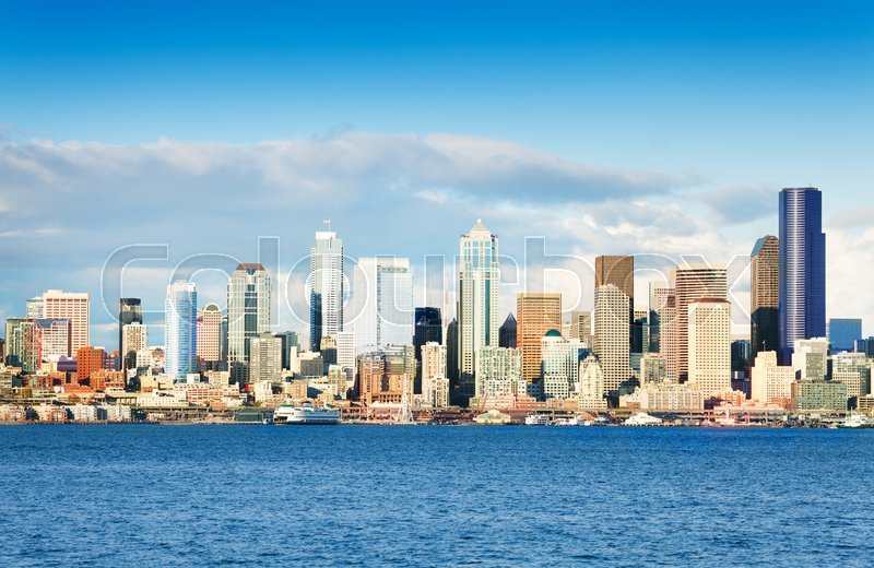 Day panorama of Seattle busy downtown ... | Stock image | Colourbox