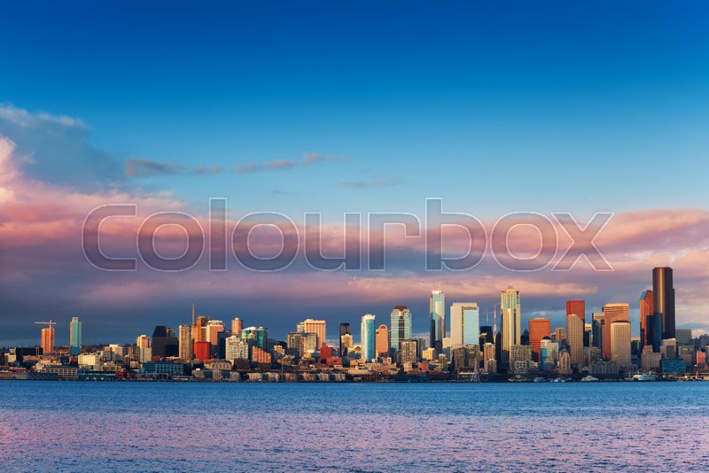 Seattle waterfront downtown buildings ... | Stock image | Colourbox