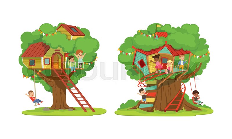 Tree House for Kids Collection, Boys ... | Stock vector | Colourbox