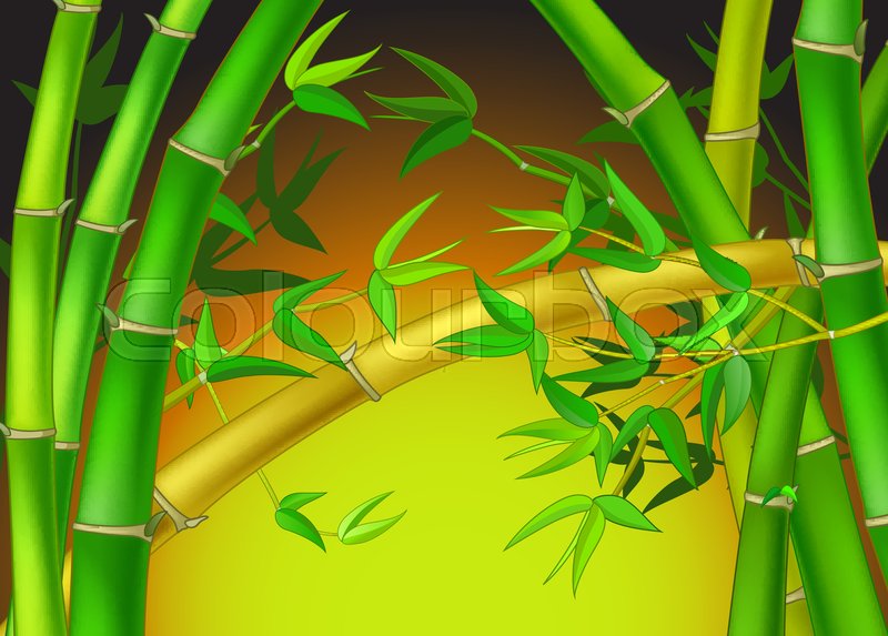 Cool Green Bamboo Tree Forest Cartoon ... | Stock vector | Colourbox