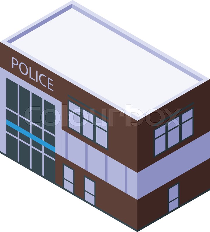 Police building icon. Isometric of ... | Stock vector | Colourbox
