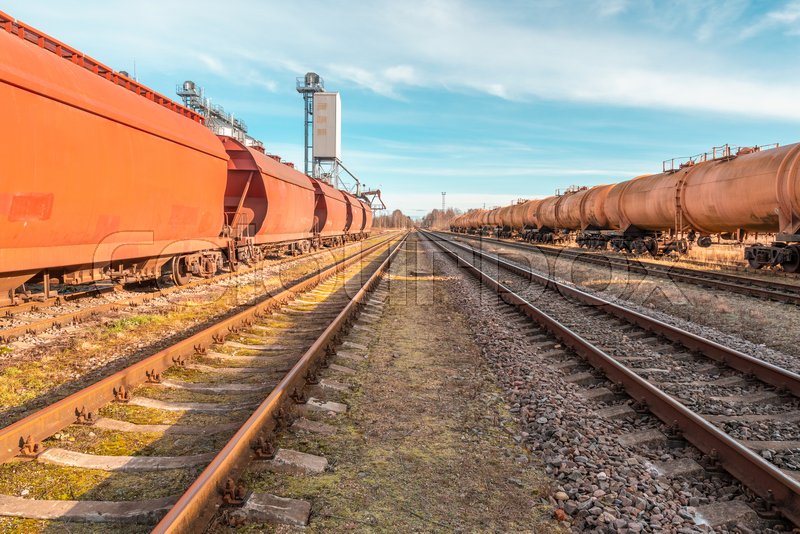 Railway Station with Freight Trains. ... | Stock image | Colourbox