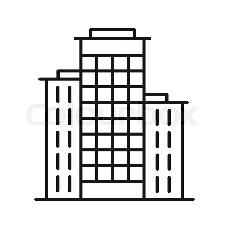 Line vector residential building on ... | Stock vector | Colourbox