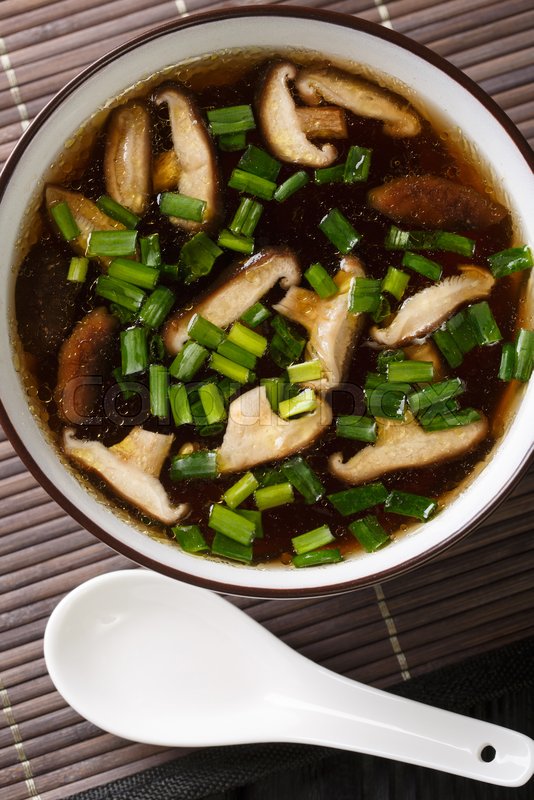 Portion of Japanese soup with shiitake ... | Stock image | Colourbox